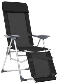 Skládací kempingové židle s podnožkami 2 ks černé textilen - Default Title