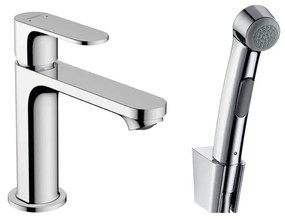 Hansgrohe Rebris S - Páková umyvadlová baterie 110 s ruční sprchou Bidette a sprchovou hadicí 160 cm, bez odtokové soupravy, chrom 72215000