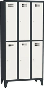 MALOW Šatní skříň dělená Sus 332 W šířka 900 mm [světle šedá, světle šedá, cylindrický zámek]