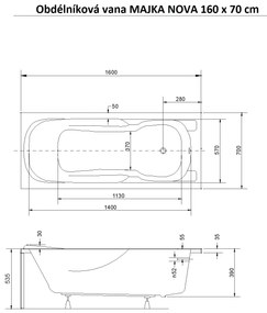 Besco Majka Nova akrylátová vana Délka vany: 140cm