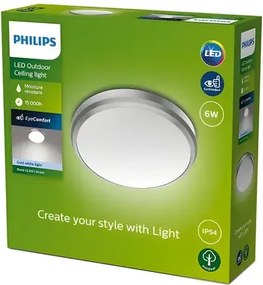 Philips Doris LED 6W matný nikl / Venkovní přisazené svítidlo / 600lm