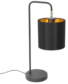 Moderní stolní lampa černá se zlatým vnitřkem - Lofty