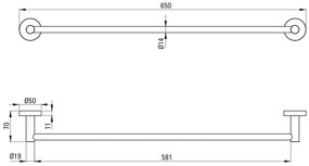 Deante Jasmin, držák na ručník 650 mm, černá matná, DEA-ADJ_N621