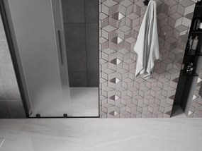 Mexen Velar, posuvné sprchové dveře do otvoru 90 cm, 8mm sklo námraza, černá matná, 871-090-000-31-70