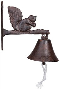 Zahradní zvonek Squirrel, 19x9,5 cm, litina, hnědá
