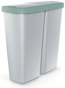Odpadkový koš DUO šedý, 50 l, zelená / šedá