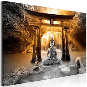 Obraz - Buddhův úsměv - oranžový 120x80