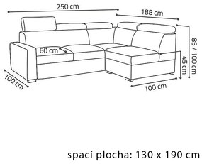 Sedací souprava PEDRO L | 250x188 cm | rozkládací + úložný prostor | polohovatelné záhlavníky | VÝBĚR TKANIN