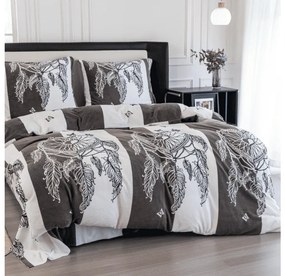 Sada 2ks mikroplyšového povlečení TIRSO šedo-bílé + prostěradlo mikroplyš SOFT 180x200 cm bílé, dvoulůžko