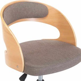 Otočná kancelářská židle taupe ohýbané dřevo a textil 3054847