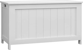HOMCOM Box na hračky s víkem, úložný kufr, truhla na hračky, úložná krabice, lavička do chodby, ložnice, obývacího pokoje, 81 x 40 x 46 cm, Bílá | Aos