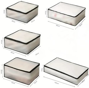 Arte Regal Textilní úložný box na uschování oblečení a ložního prádla, WHITE KIPIT, 60x45x30, bílý