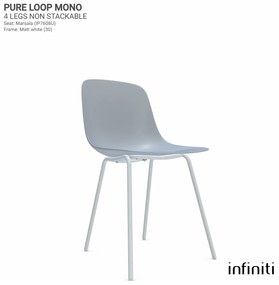 Židle Pure Loop Mono - nestohovatelná Barva kovové konstrukce: Matt white 30, Barva sedáku a opěradla z recyklovaného plastu: Almond grey IP421C
