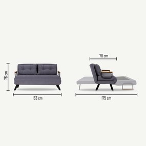 Atelier del Sofa 2-místná pohovka Sando 2-Seater - Grey, Šedá