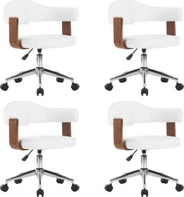 vidaXL Otočné jídelní židle 4 ks ohýbané dřevo a textil [3054894] Barva: Bílá