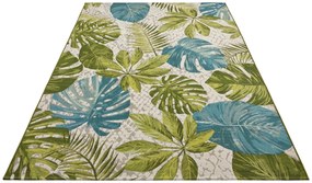 Hanse Home, Kusový koberec Flair 105617 Tropical Leaves Turqouise Green – na ven i na doma, 120x180, vícebarevná, chodba / předsíň