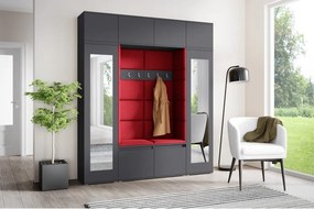 Eka Předsíňová stěna s čalouněnými panely Trinity 32 - Grafit / Rubínová 2324
