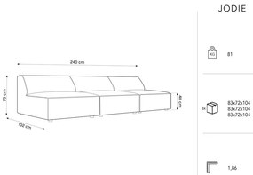 Tmavě modrá sametová pohovka 240 cm Jodie – Micadoni Home