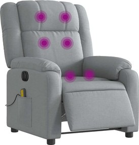 Elektrické masážní polohovací křeslo světle šedé textil 3205190
