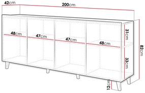 Komoda s dvířky SUSANITA - černá