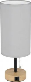 Brilagi - Stolní lampa s USB portem TABLON 1xE27/25W/230V dub/černá/bílá