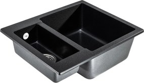Sink Quality Ferrum, kuchyňský granitový dřez 605x495x210 mm + sifon, černá skvrnitá-BROCADE, SKQ-FER.B.5KBO.X