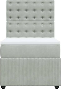 Box spring postel s matrací světle šedá 90x200 cm samet 3294550