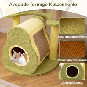 Costway Avocado Scratching Post Vícepatrová kočičí věž se soukromým apartmánem