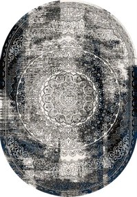 Oválný koberec vlněný Agnella Agnus Currus Černý Šedý Rozměr: 160x240 cm