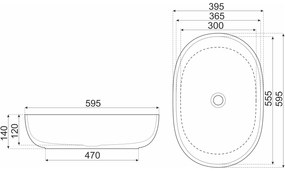 Novoterm Keramické umyvadlo na desku NV-KR-374