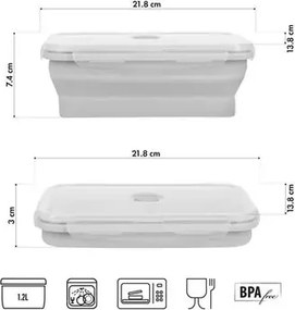 NILS Camp NC4105 1200ml šedý / Skládací svačinový box