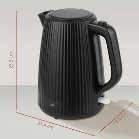HOMCOM Elektrická konvice 1,7L, rychlovarná funkce, 2200W, s vyjímatelným filtrem proti vodnímu kameni, automatické vypnutí, Černá