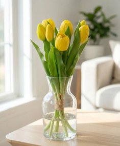 Kytice 7ks žlutých realistických tulipánů - 31cm