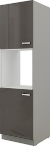 GREY gr | vysoká skříňka 60 DP-210 2F na vestavnou troubu | 60 cm | světle šedá/tmavě šedá lesk