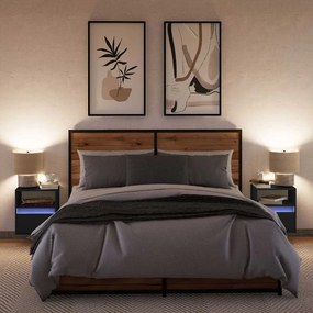 Nástěnné noční stolky s LED osvětlením 2 ks černé 3307978