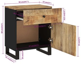 Noční stolek 50x33x60 cm masivní mangovník a kompozitní dřevo