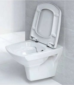Cersanit Carina Clean On, závěsná wc mísa + antibakteriální toaletní sedátko z duroplastu, set 548, bílá, K701-033