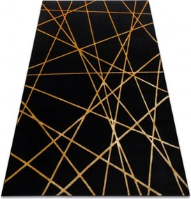 Kusový koberec Gloss 406C 86 geometric black/gold, 80x150, čierna, chodba / predsieň, Dywany Łuszczów
