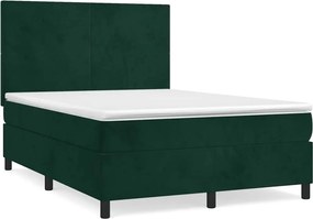 Box spring postel s matrací tmavě zelená 140x200 cm samet 3142908