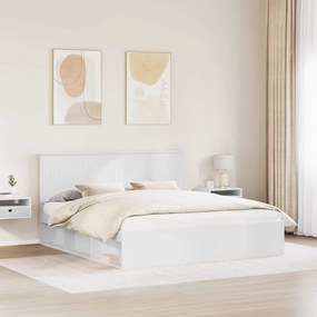 Rám postele s čelo Bílá 180 x 200 cm Masivní borové dřevo 3410974