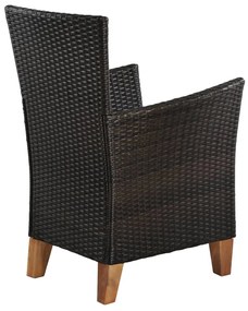 Zahradní židle 2 ks s poduškami polyratan hnědé,  44099