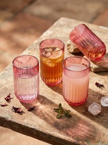 Sinsay - Sada žebrovaných sklenic 4 pack - sytě růžová