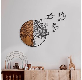 Asir | Nástěnná dekorace 60x56 cm strom a ptáci dřevo/kov | AS1686