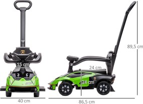 AIYAPLAY 2v1 Lamborghini Essenza SCV12 Dětské odrážedlo pro děti 12-36 měsíců s odnímatelnou rukojetí a bezpečnostní zábranou 86,5x40x89,5 cm Zelená …