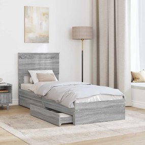 Postel s úložným prostorem se zásuvkou Šedá Sonoma 75 x 190 cm 3410852