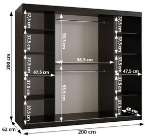 Šatní skříň BLUSZCZ 1 Abika 200/200/62 barevné provedení: bílý mat