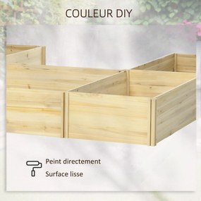 Outsunny Sada 5 modulárních dřevěných vyvýšených záhonů pro venkovní použití, předem olejovaný smrk, rozměry 230D x 230Š x 28V cm přírodní dřevo