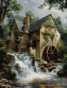 NORIMPEX Diamantové malování Mlýn / 30x40 cm