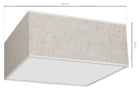 Stropní svítidlo Lino Square, 1x lněné stínítko, (bílé plexisklo), (40cm)