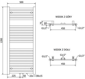 Mexen Hades, elektrické topné těleso 1200 x 500 mm, 600 W, černá, W104-1200-500-2600-70